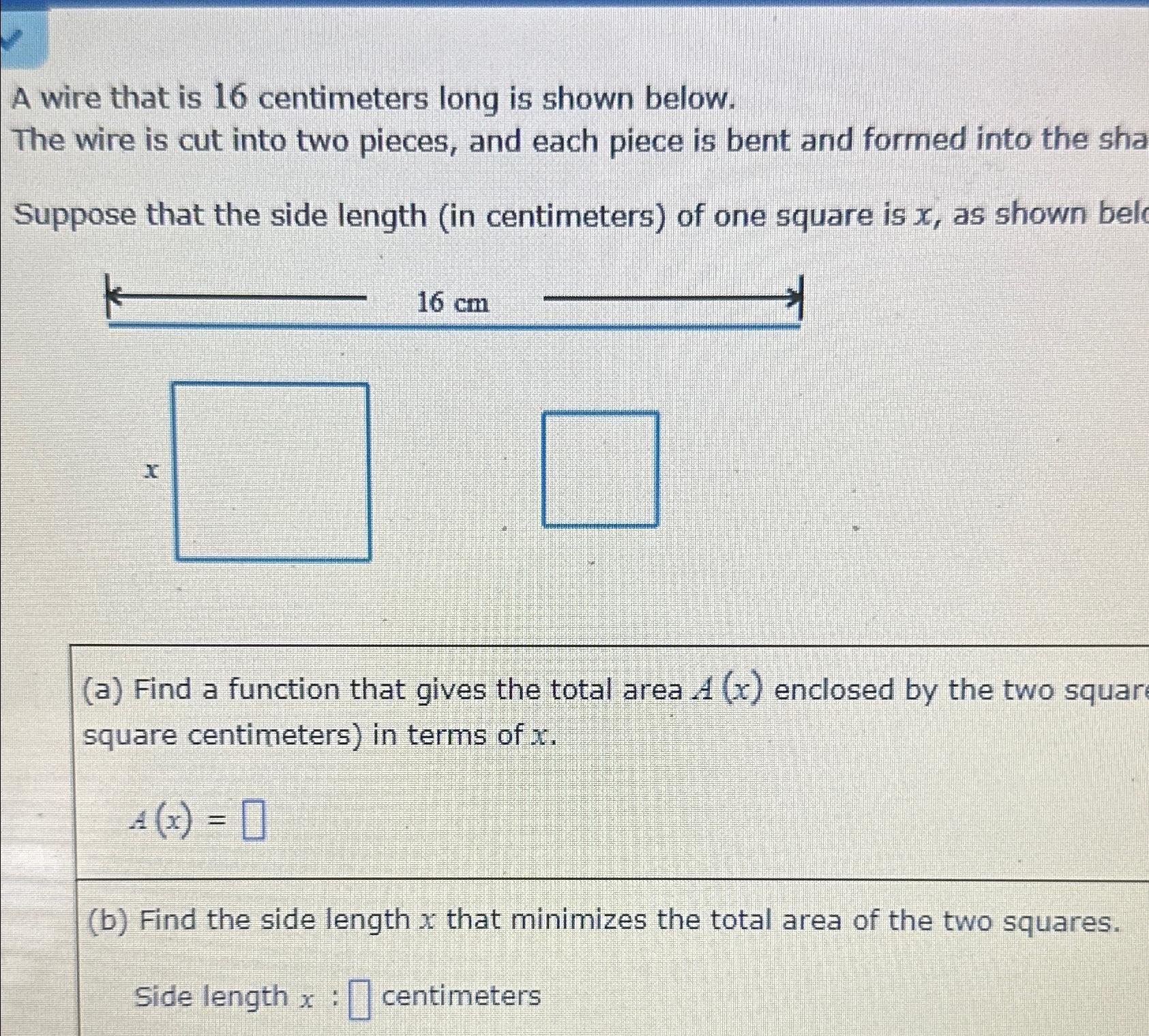 Solved A wire that is 16 ﻿centimeters long is shown | Chegg.com