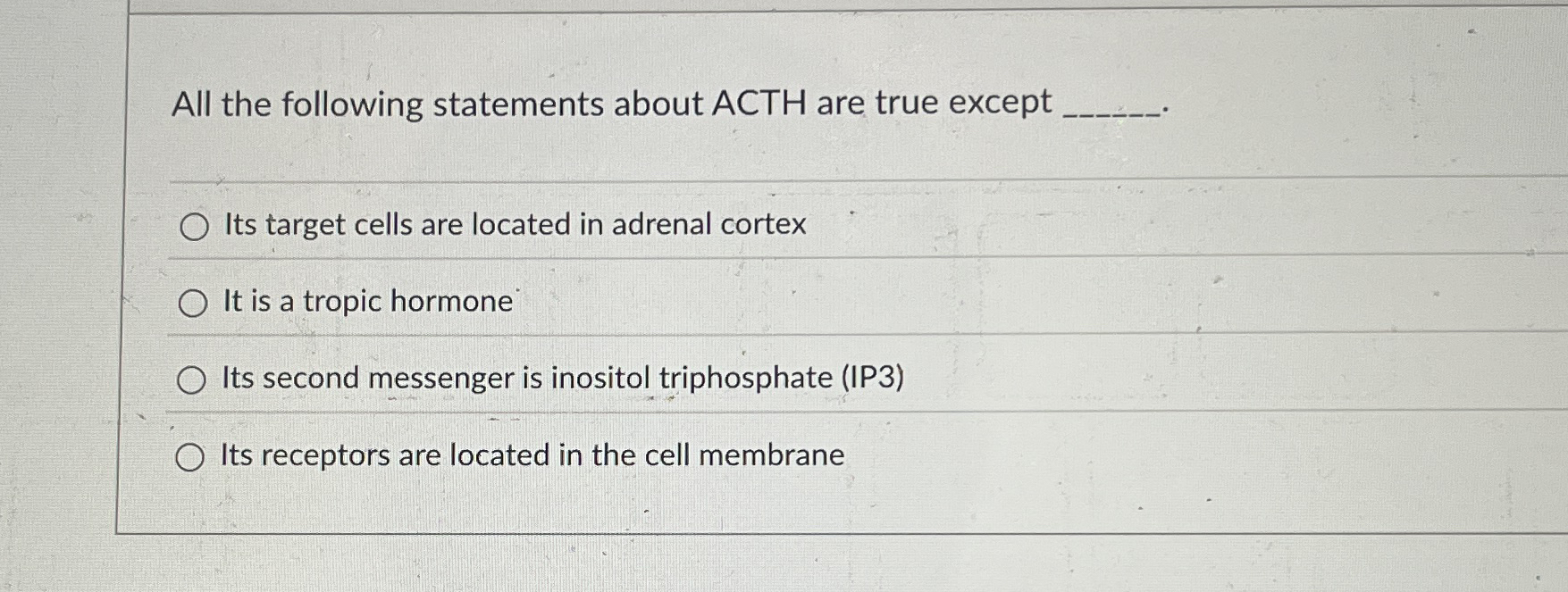 Solved All the following statements about ACTH are true | Chegg.com