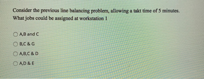 Solved / / / / / Consider the following line balancing | Chegg.com