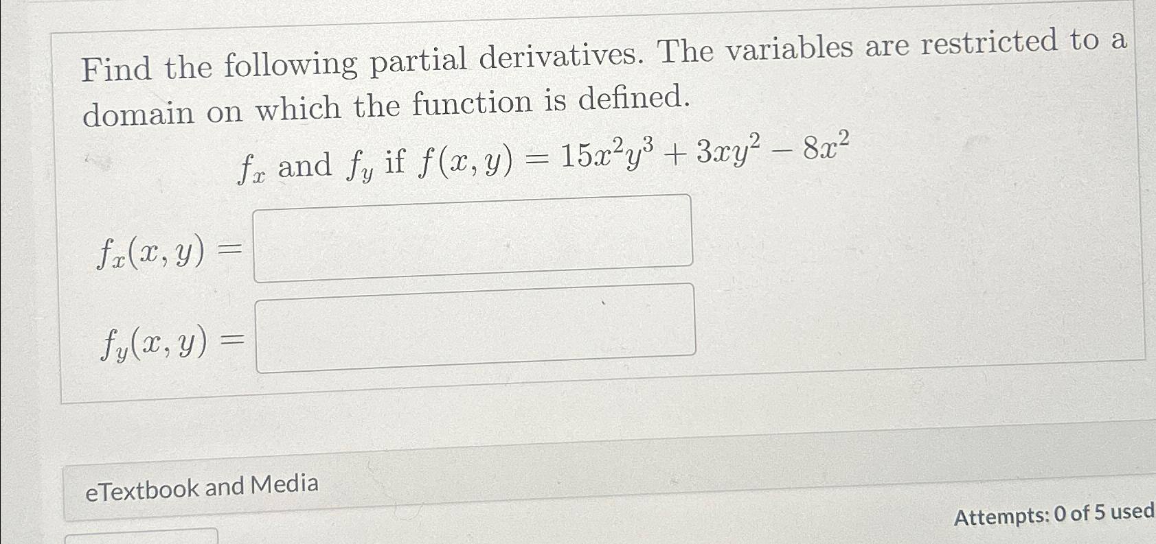 Solved Find the following partial derivatives. The variables | Chegg.com