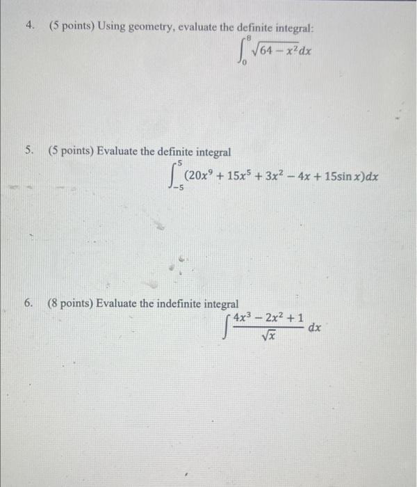 Solved 4. (5 points) Using geometry, evaluate the definite | Chegg.com Solved 4. (5 points) Using geometry, evaluate the definite | Chegg.com