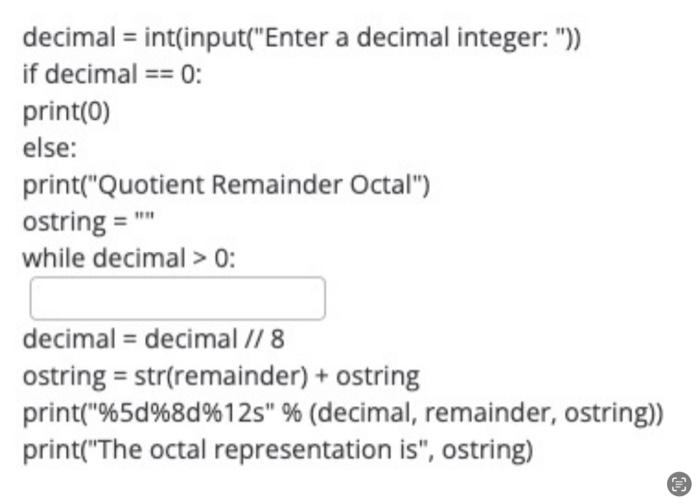 Solved Decimal Int Input Enter A Decimal Integer If