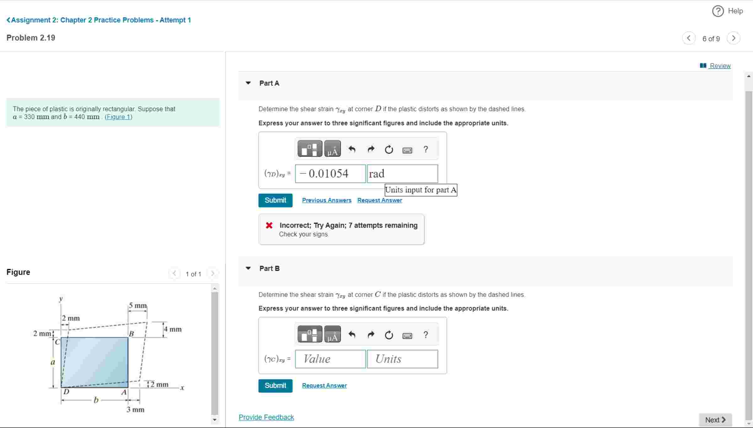 Part AThe piece of ﻿plastic is ﻿originally | Chegg.com