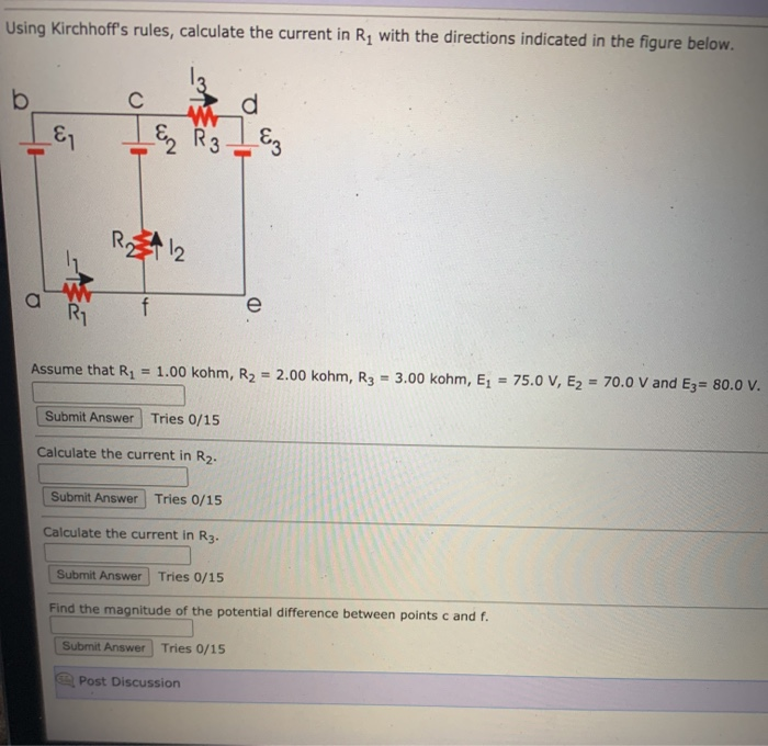 Solved Using Kirchhoff's rules, calculate the current in R1 | Chegg.com