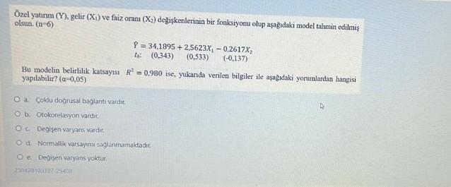 Solved Özel yahnm (Y1), gelir (X1) ve faiz oran (X2) | Chegg.com