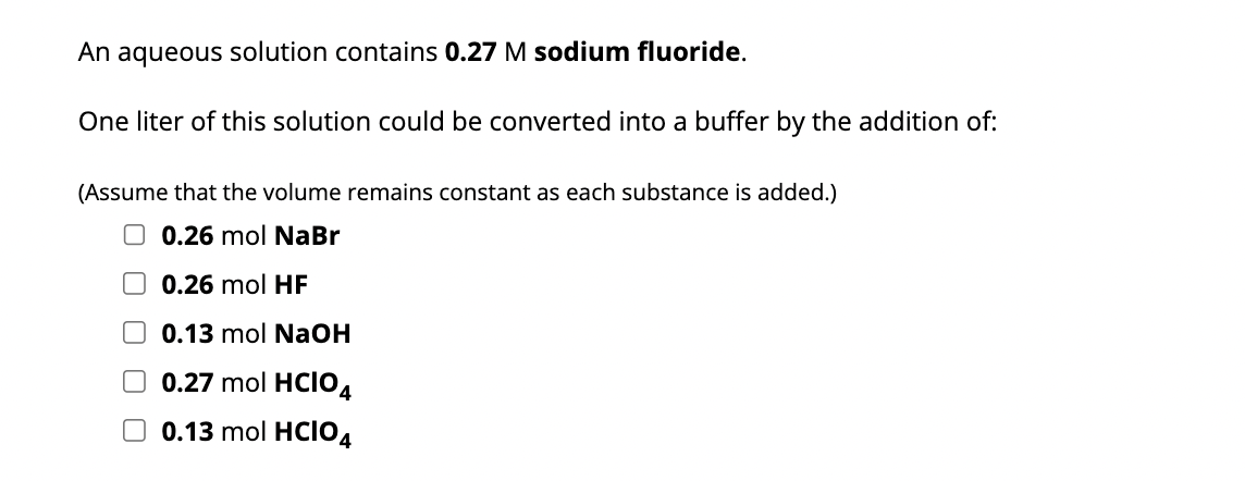 Solved An aqueous solution contains 0.27M ﻿sodium | Chegg.com