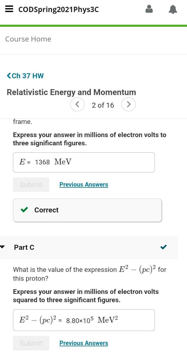 Solved Part D What is the rest mass m of a particle | Chegg.com