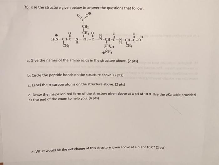 Solved 36. Use the structure given below to answer the | Chegg.com