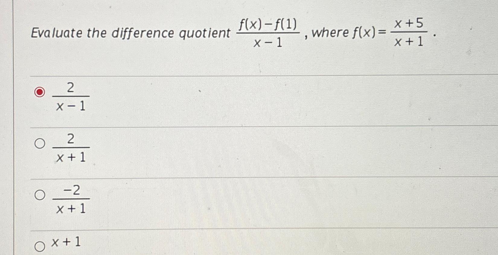 Solved Evaluate the difference quotient f(x)-f(1)x-1, ﻿where | Chegg.com