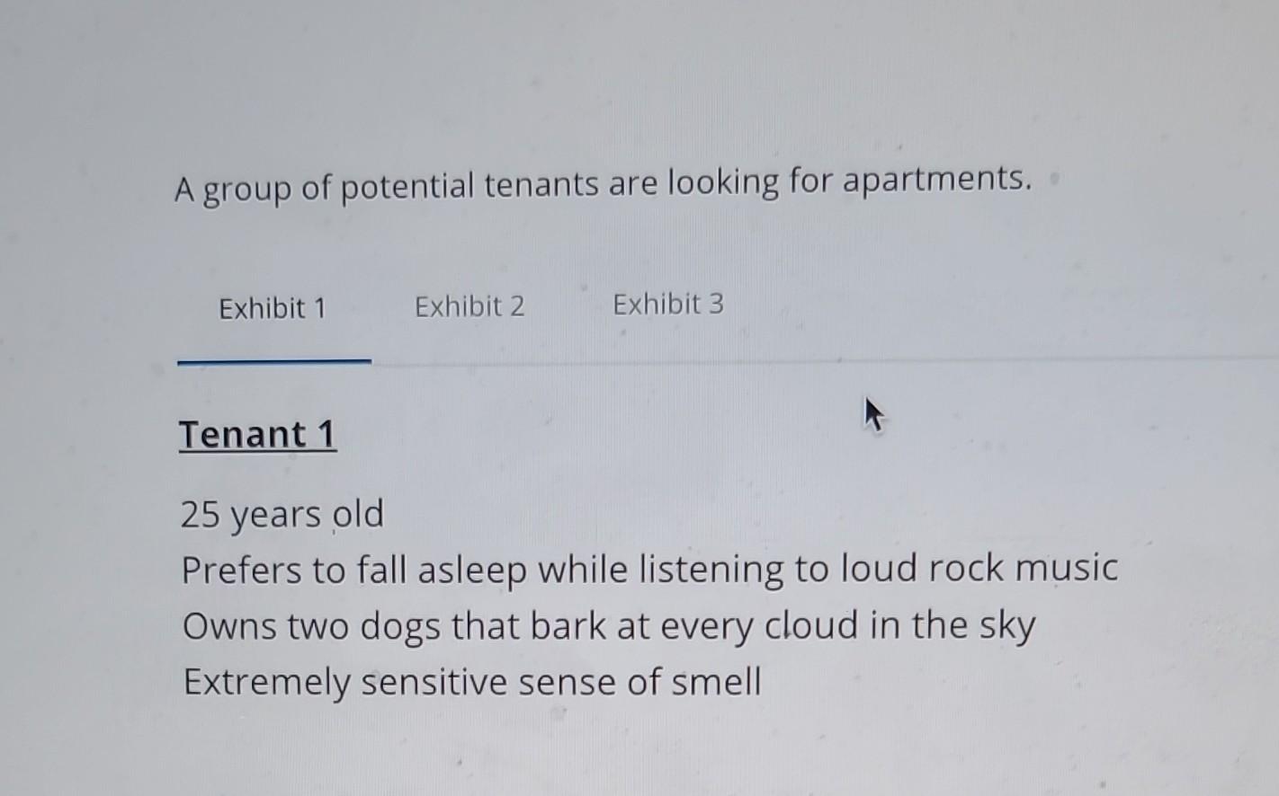 Solved A group of potential tenants are looking for | Chegg.com