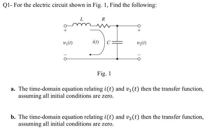 Solved Q1- For the electric circuit shown in Fig. 1, Find | Chegg.com
