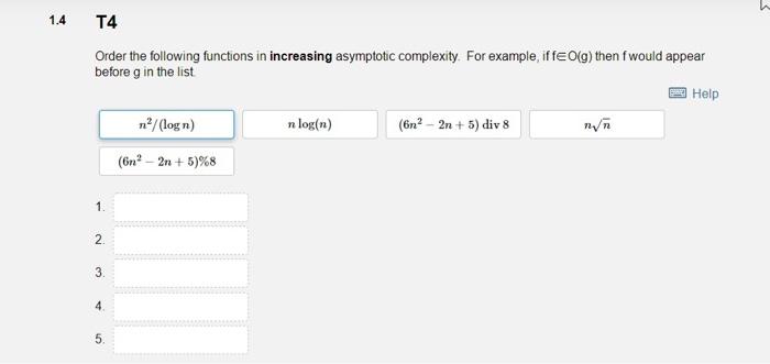 Solved Order the following functions in increasing | Chegg.com