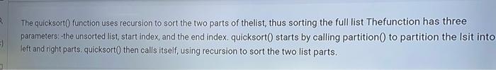 Solved Main Program To Test The Quicksort Algorithm 6506