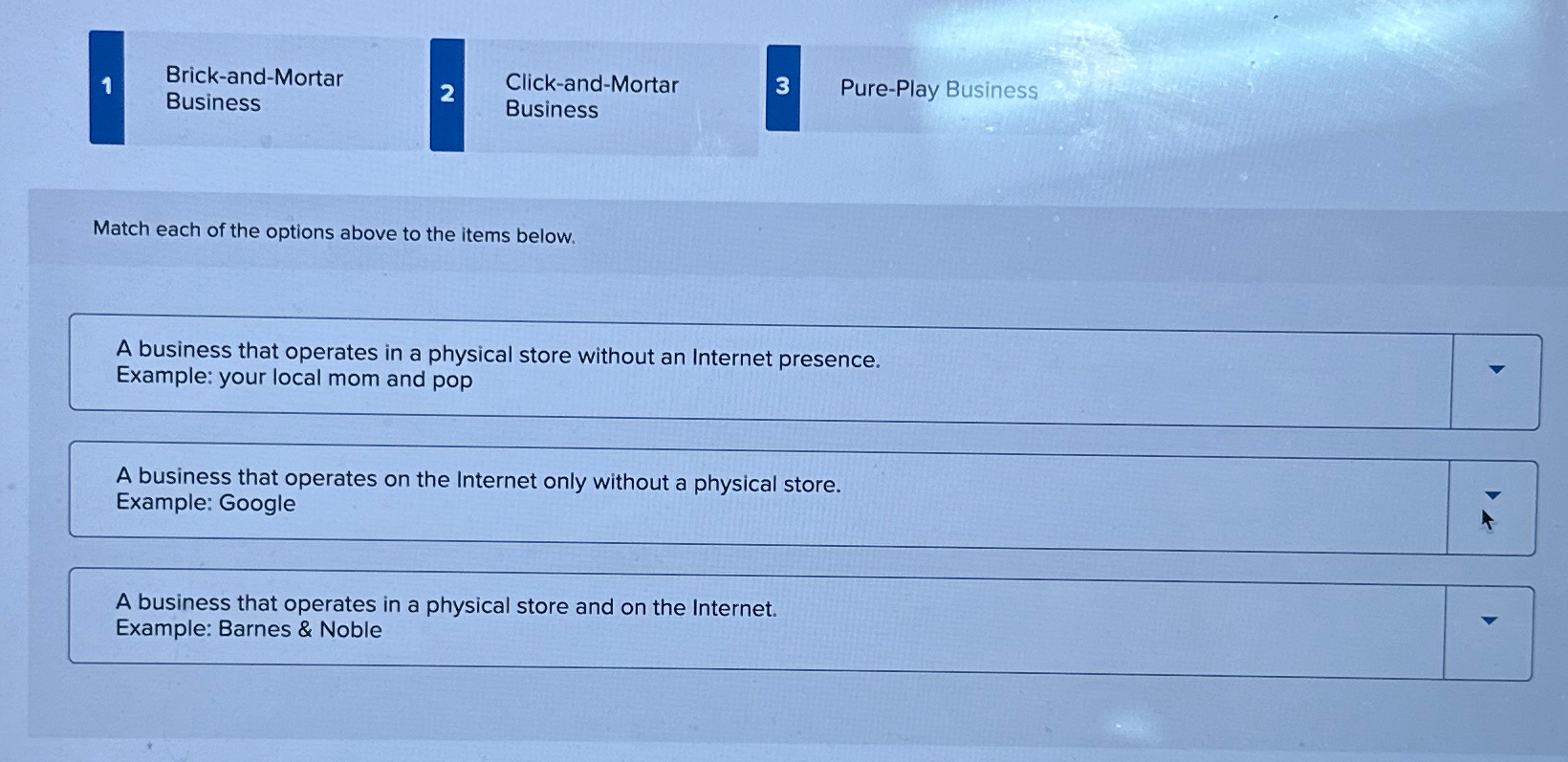 Solved Brick-and-Mortar Business2Click-and-Mortar | Chegg.com