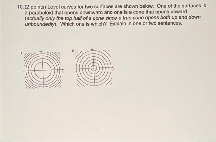 Solved 10.(2 points) Level curves for two surfaces are shown | Chegg.com