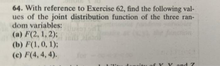 Solved The value from exercise number 62 was 1/54. and | Chegg.com