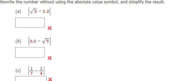 Solved Rewrite the number without using the absolute value | Chegg.com