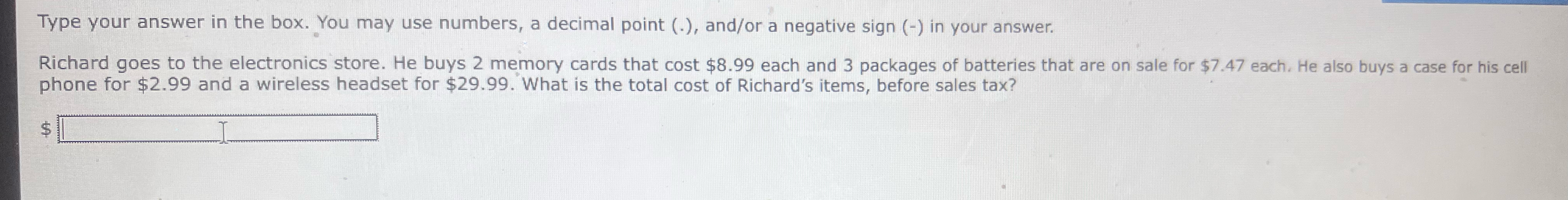 Solved Type your answer in the box. You may use numbers, a | Chegg.com