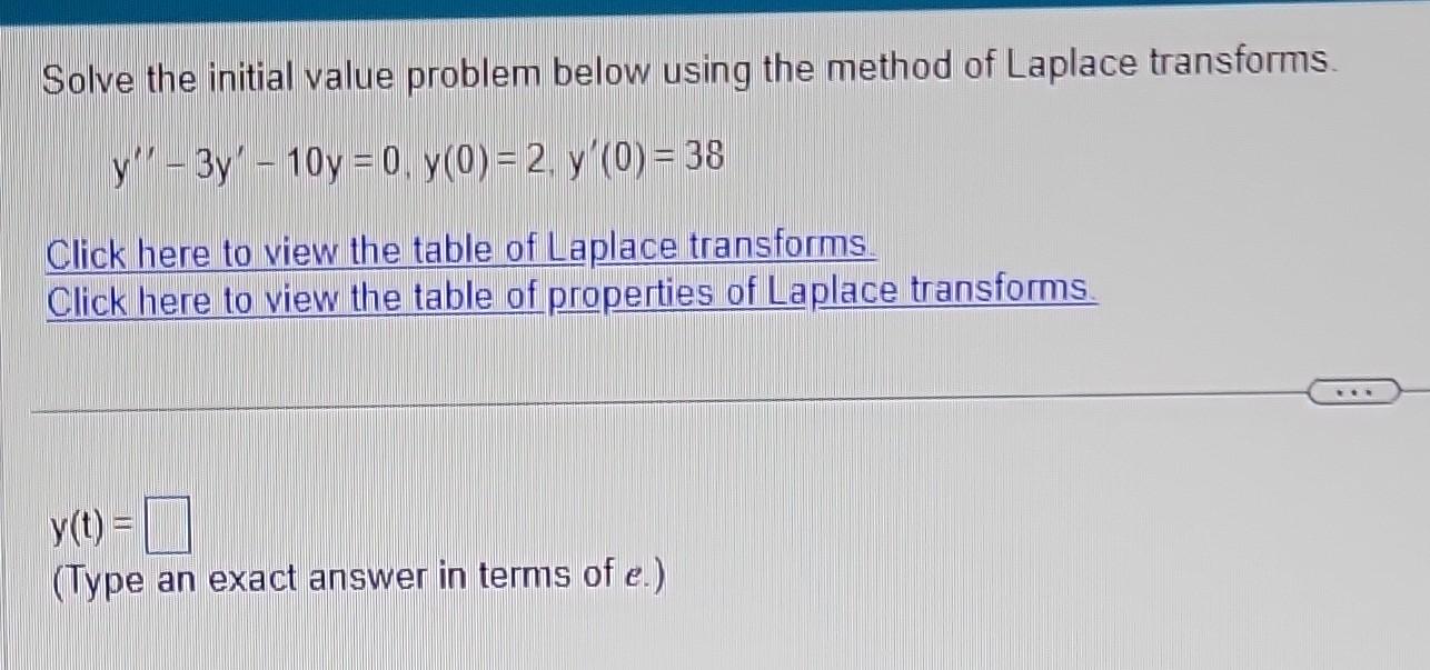 Solved Solve the initial value problem below using the | Chegg.com