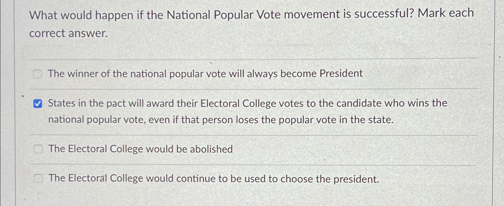 Solved What would happen if the National Popular Vote | Chegg.com
