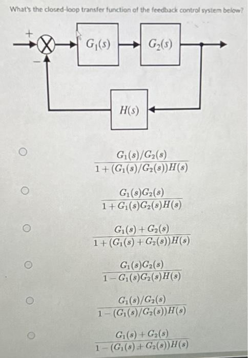 Solved What's the closed-loop transfer function of the | Chegg.com