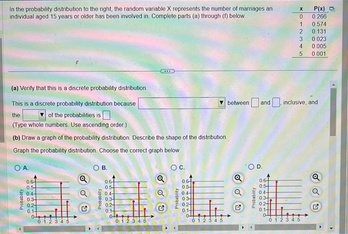 Solved In the probability distribution to the right, the | Chegg.com