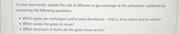 Solved In your own words, explain the role of diffusion in | Chegg.com