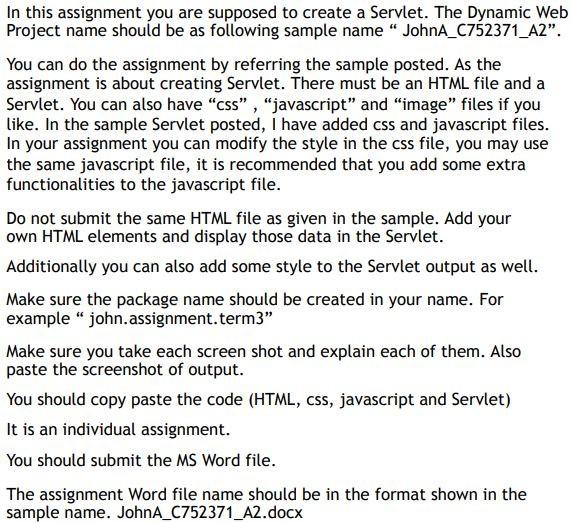 Solved In this assignment you are supposed to create a | Chegg.com