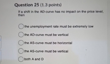 Solved Question 25 (1.3 ﻿points)If a shift in the AD-curve | Chegg.com