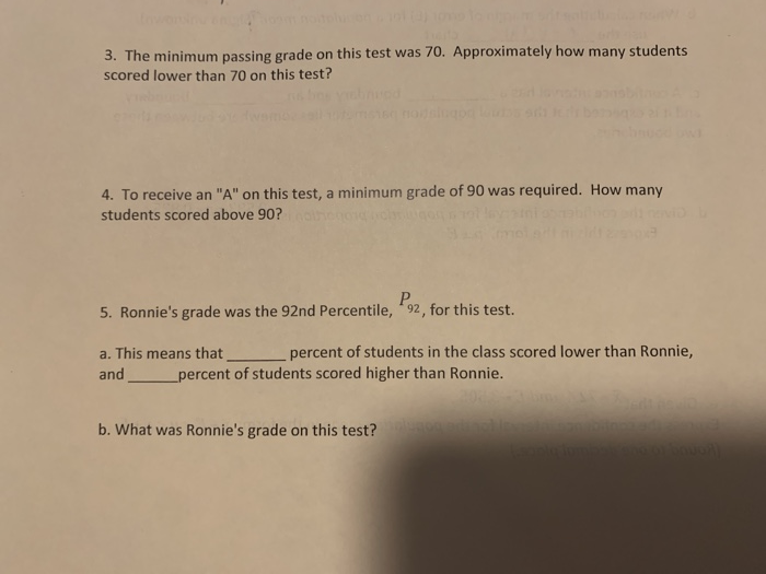 Solved 3. The minimum passing grade on this test was 70. | Chegg.com