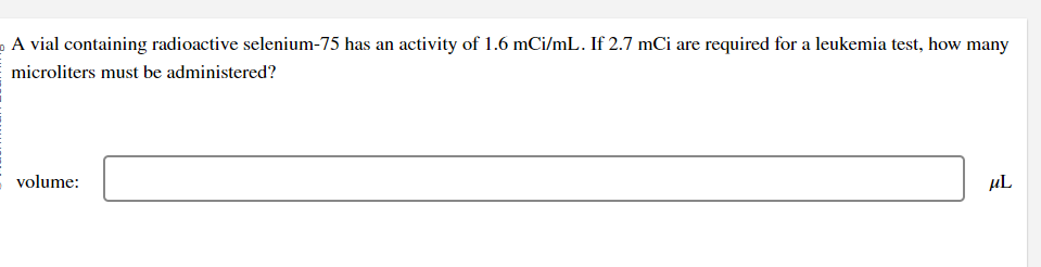 Solved A vial containing radioactive selenium-75 ﻿has an | Chegg.com