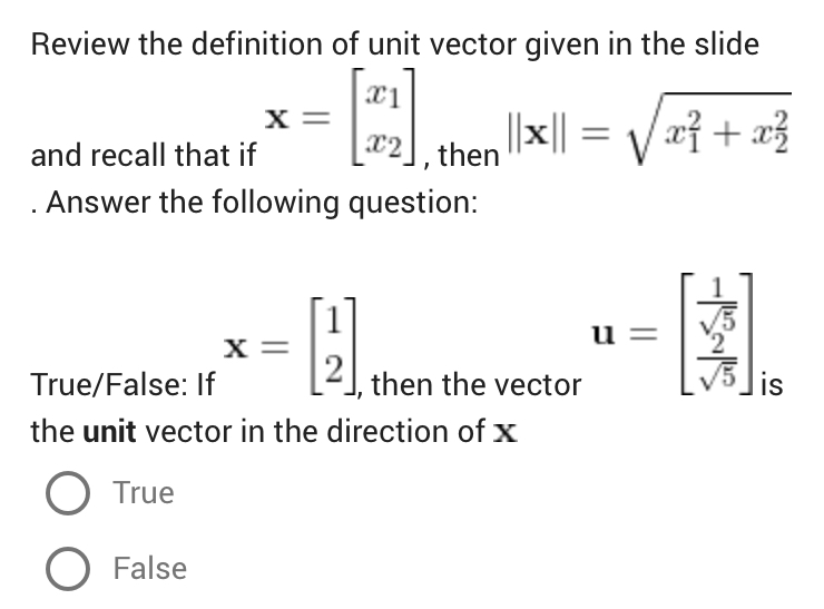 Solved Review the definition of unit vector given in the | Chegg.com