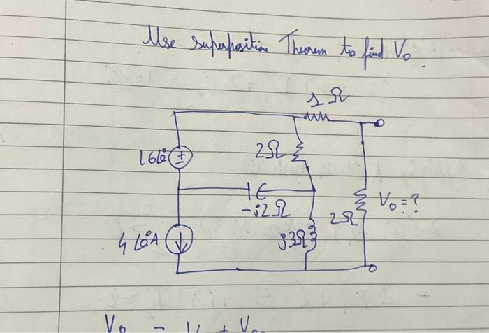 Solved Mse supappition Therem tar find V0 | Chegg.com