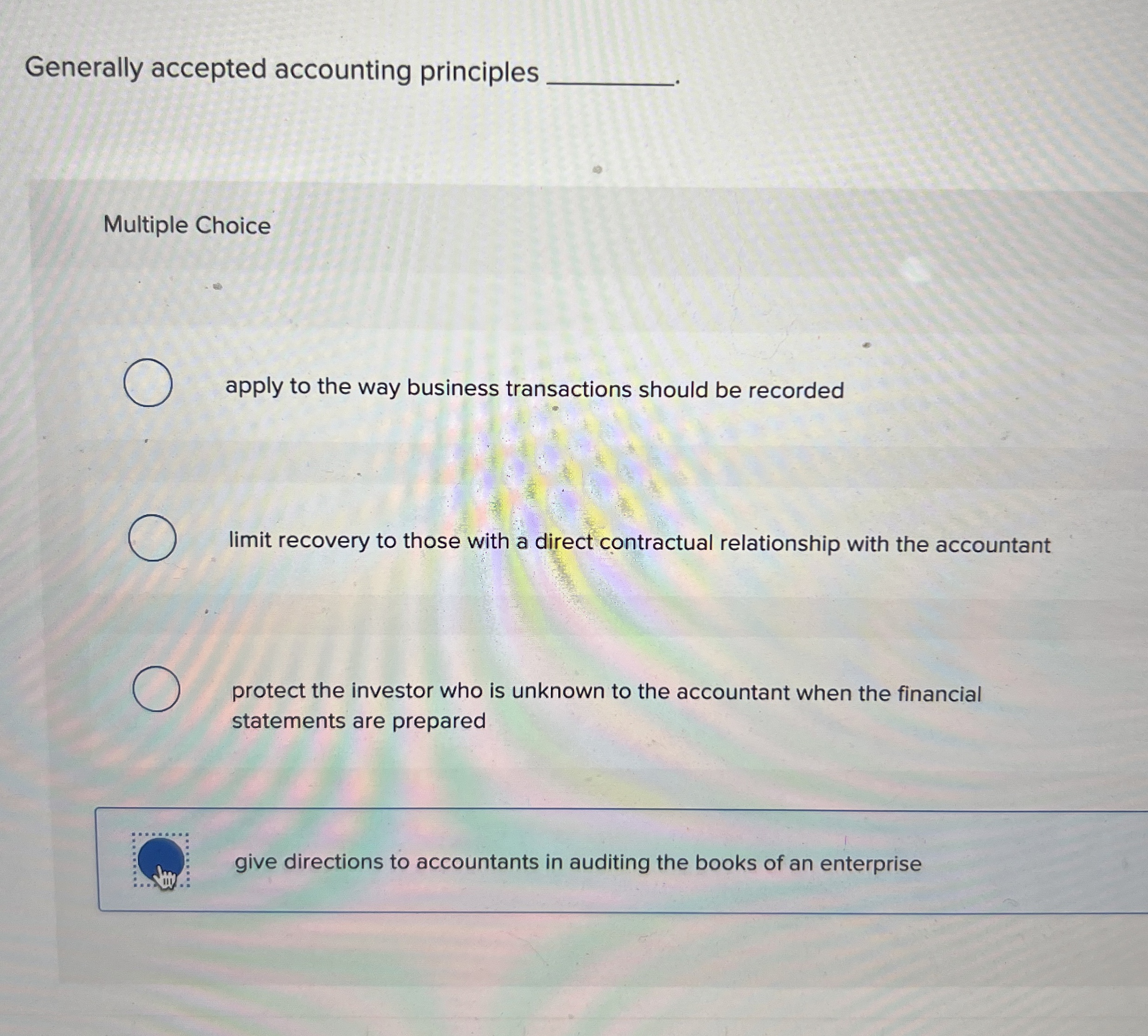 Solved Generally accepted accounting principlesMultiple | Chegg.com