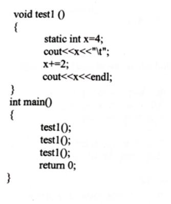 Solved void test 10{static int x=4;cout | Chegg.com