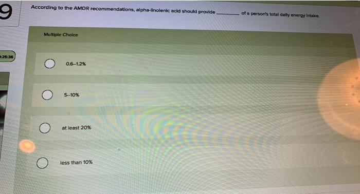 Solved According to the AMDR recommendations, | Chegg.com