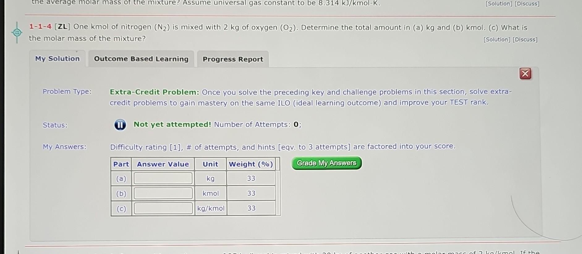 Solved 1-1-4 [ZL] One kmol of nitrogen (N2) is mixed with 2 | Chegg.com