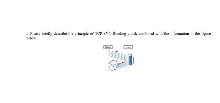 Solved 27. Please briefly describe the principle of TCP SYN | Chegg.com