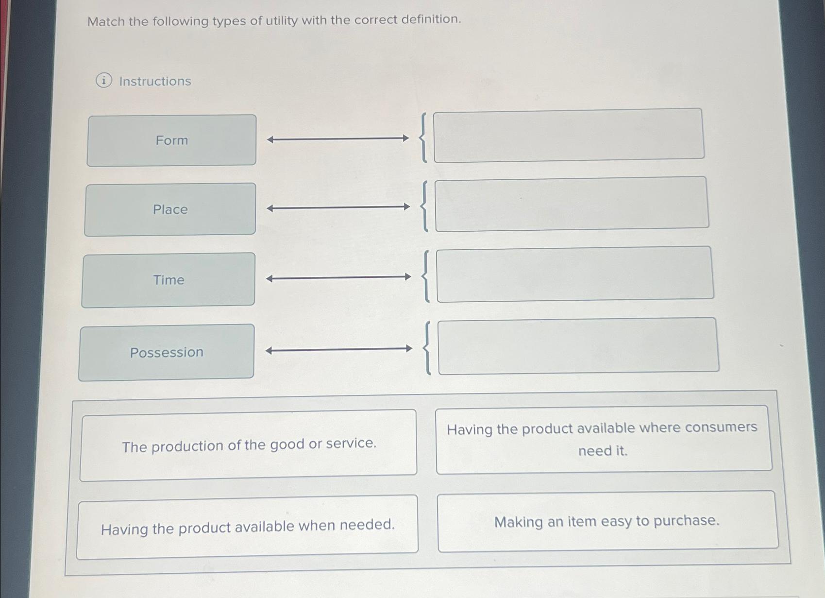Solved Match the following types of utility with the correct | Chegg.com