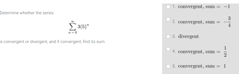 Solved convergent, sum =-1Determine whether the | Chegg.com
