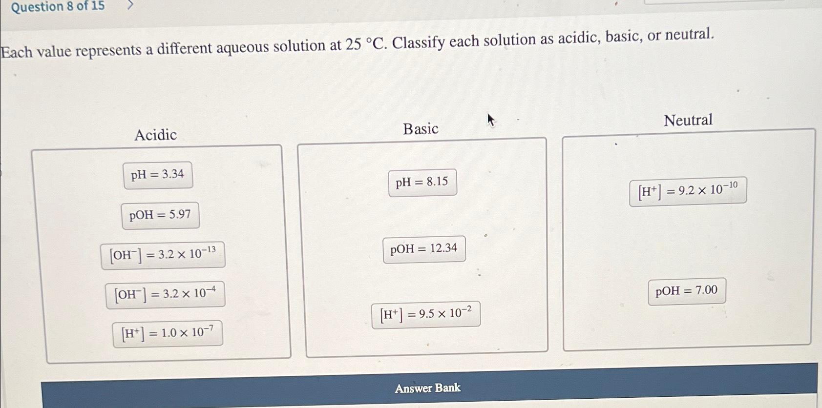 Solved Question 8 ﻿of 15Each value represents a different | Chegg.com