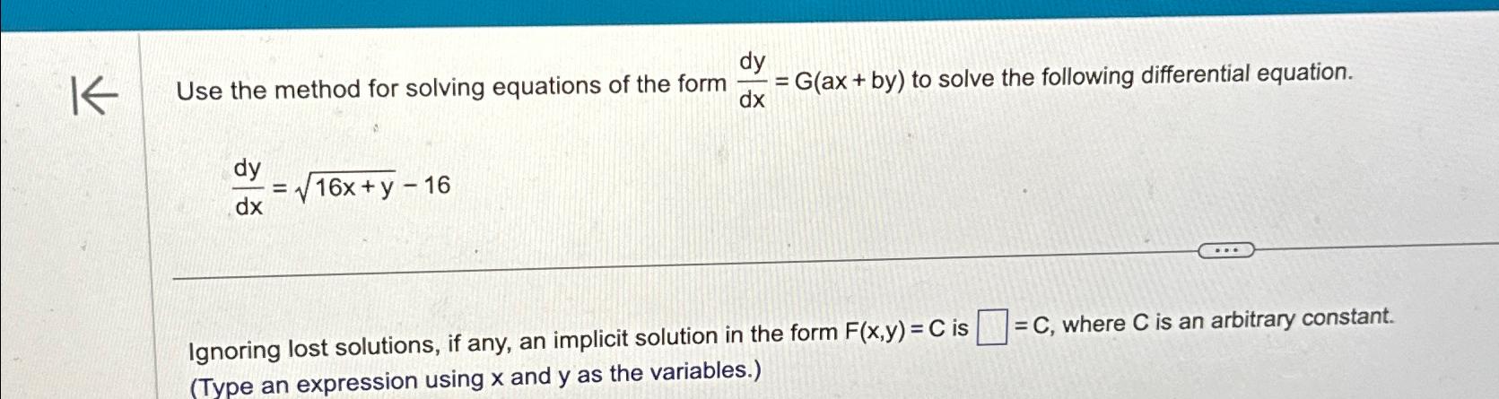 Solved Use the method for solving equations of the form | Chegg.com