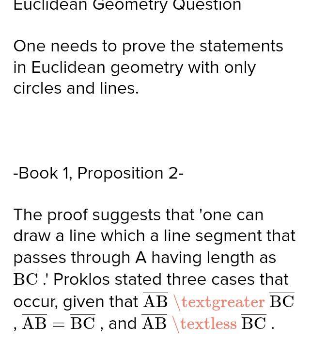 Solved Euclidean Geometry Question One needs to prove the | Chegg.com