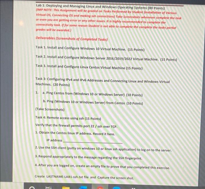 Solved Lab 1: Deploying and Managing Linux and Windows | Chegg.com