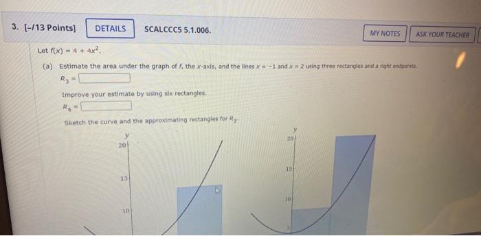 Solved Let f(x)=4+4x2. (a) Estimate the area under the graph | Chegg.com