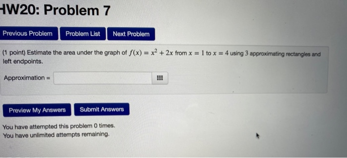Solved Hw20 Problem 5 Previous Problem Next Problem Problem 4214