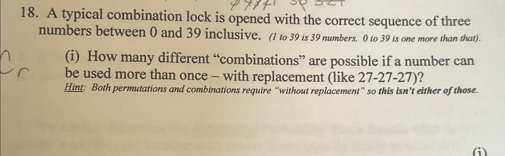 Solved A typical combination lock is opened with the correct | Chegg.com