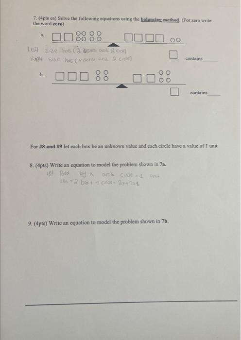 Solved 7. (4pts ea) Solve the following equations using the | Chegg.com