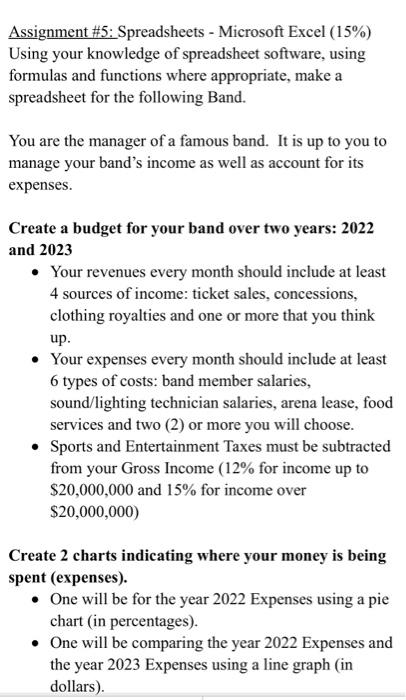 Solved Assignment 5 Spreadsheets Microsoft Excel 15 8012