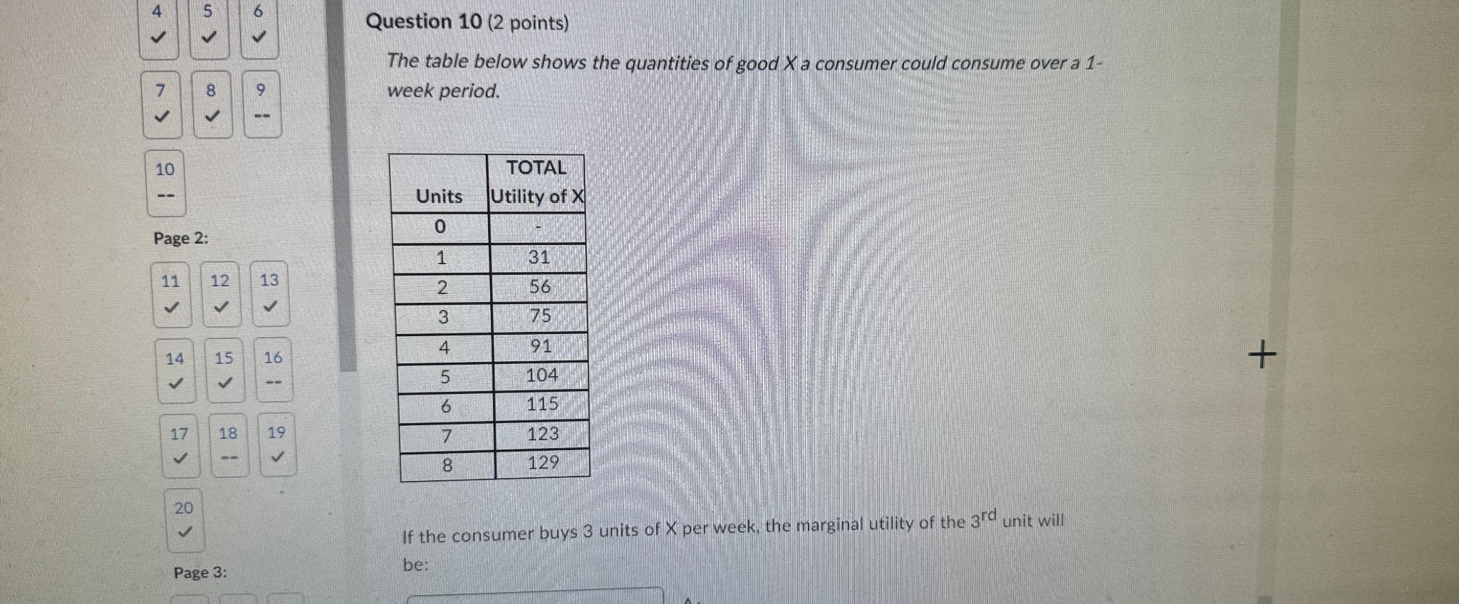 Solved Question 10 (2 ﻿points)The table below shows the | Chegg.com